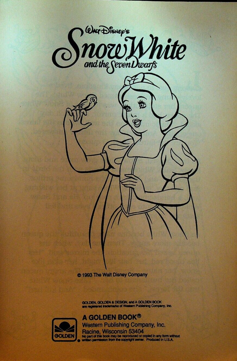 Walt Disney's Snow White & the Seven Dwarfs Color Activity Book 1993 ...