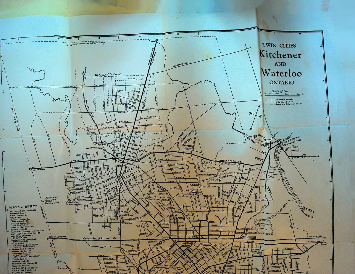 Kitchener & Waterloo Map & Street Guide 1956 Canada – Papergoy