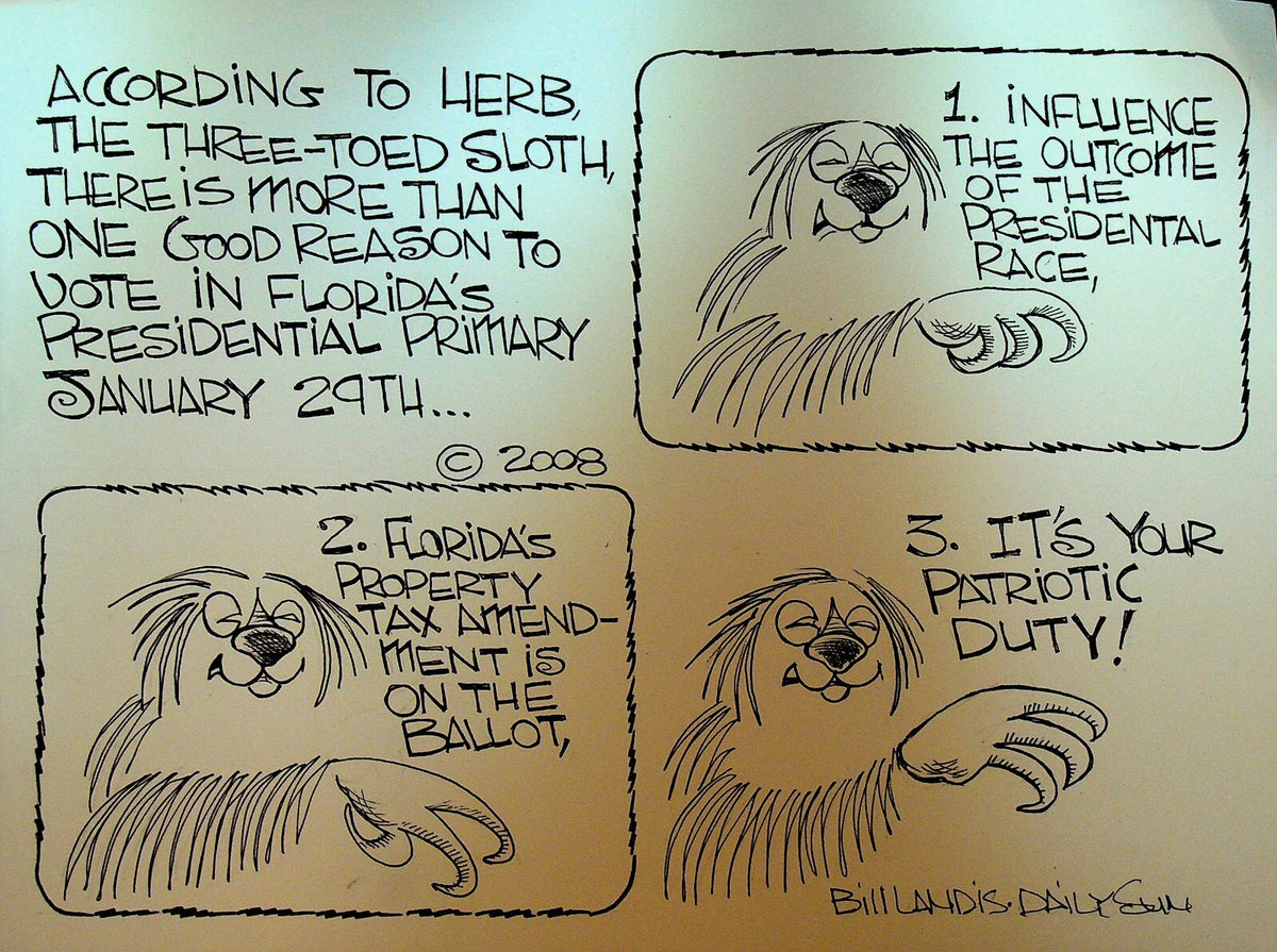 Bill Landis Original Cartoon Art The Villages Daily Sun 2008 Florida P ...