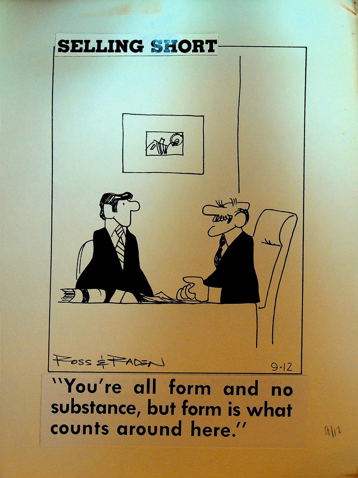 Selling Short Original Comic Strip Art 1980s All Form & No Substance ...