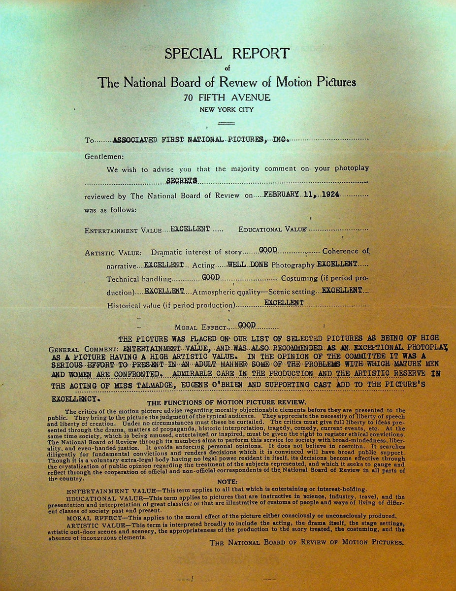 Associated First National Letterhead November 7 1924 Dangerous Maid Se ...