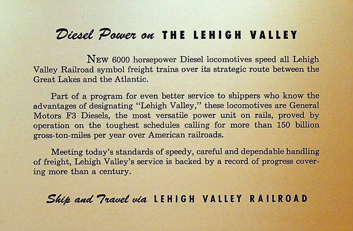 General Motors Locomotive HP Diesel Locomotive Card Lehigh Valley Rail ...