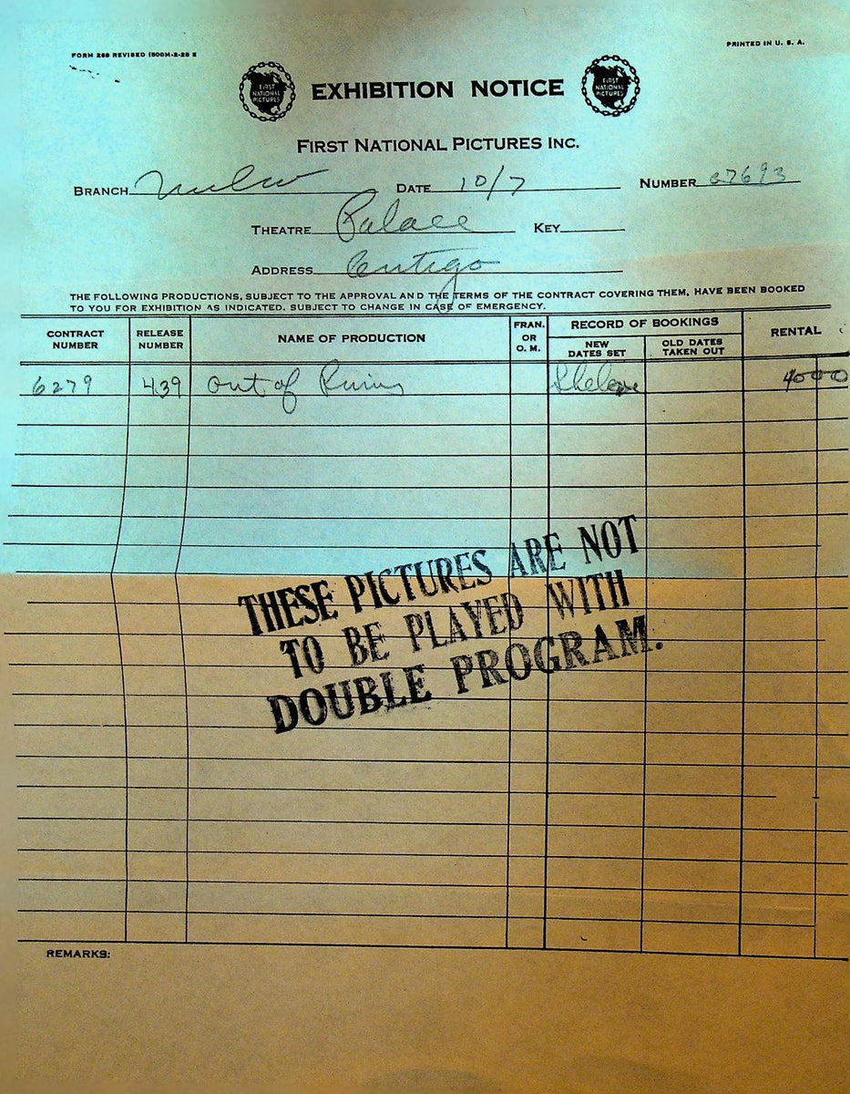 First National Pictures Exhibition Notice 1920s Out of Ruins – Papergoy