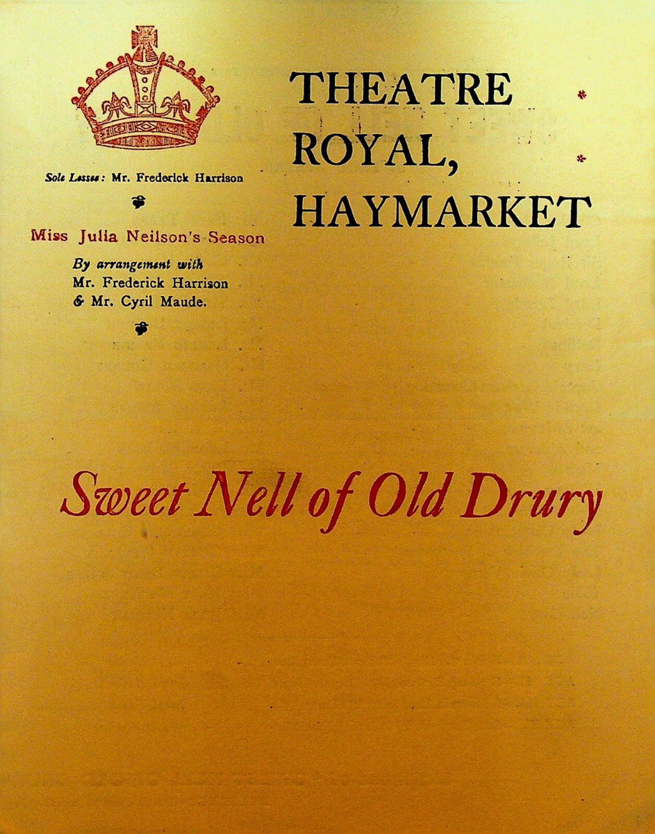 Sweet Nell of Old Drury Playbill ca 1900 Fred Terry Louis Calvert Thea ...