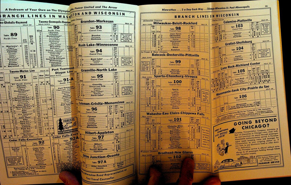 The Milwaukee Road Train Timetable Chicago St Paul Railroad April 24 1 ...