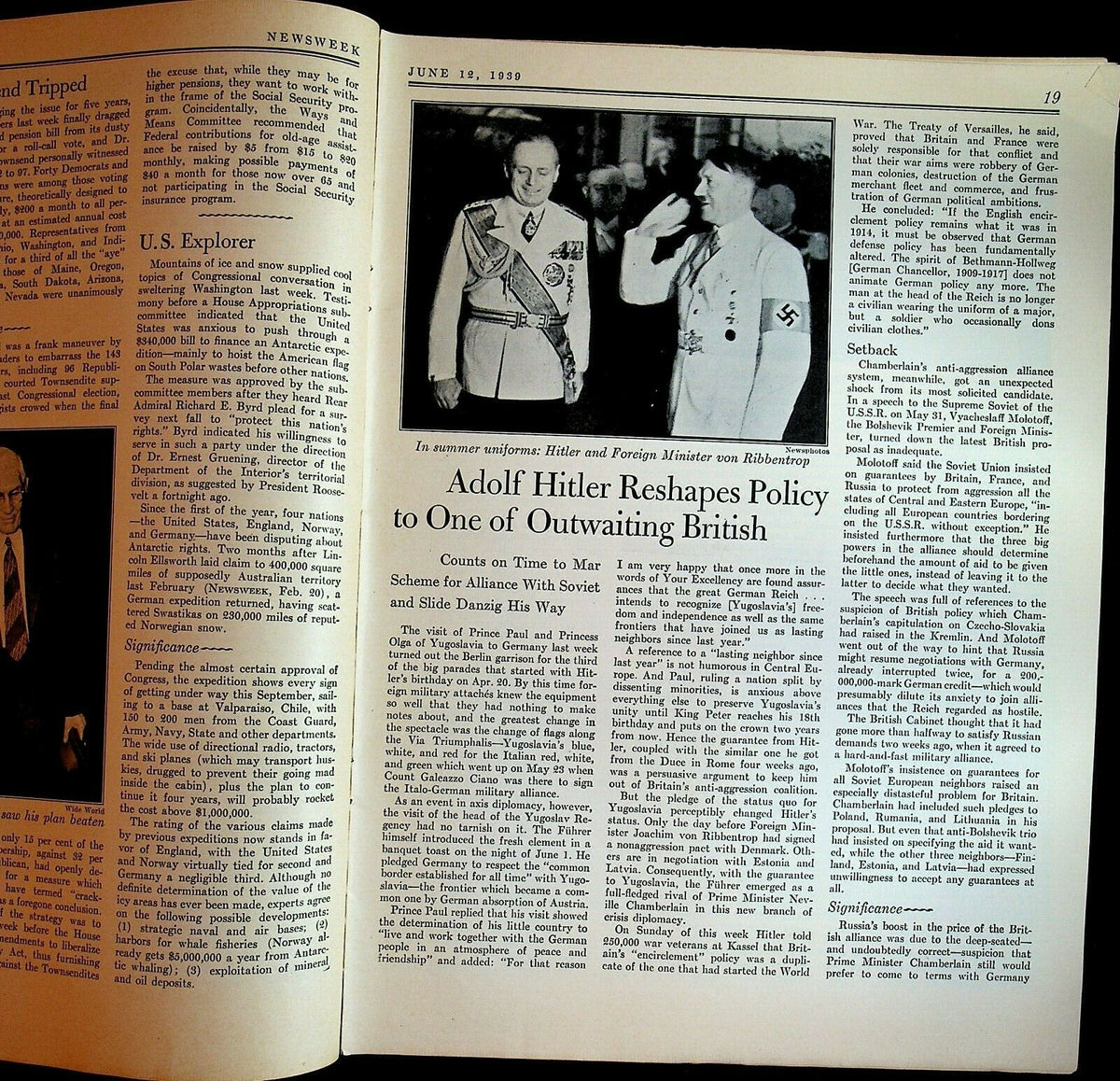 Newsweek June 12 1939 Adolf Hitler King George Spelling Bee Polo – Papergoy