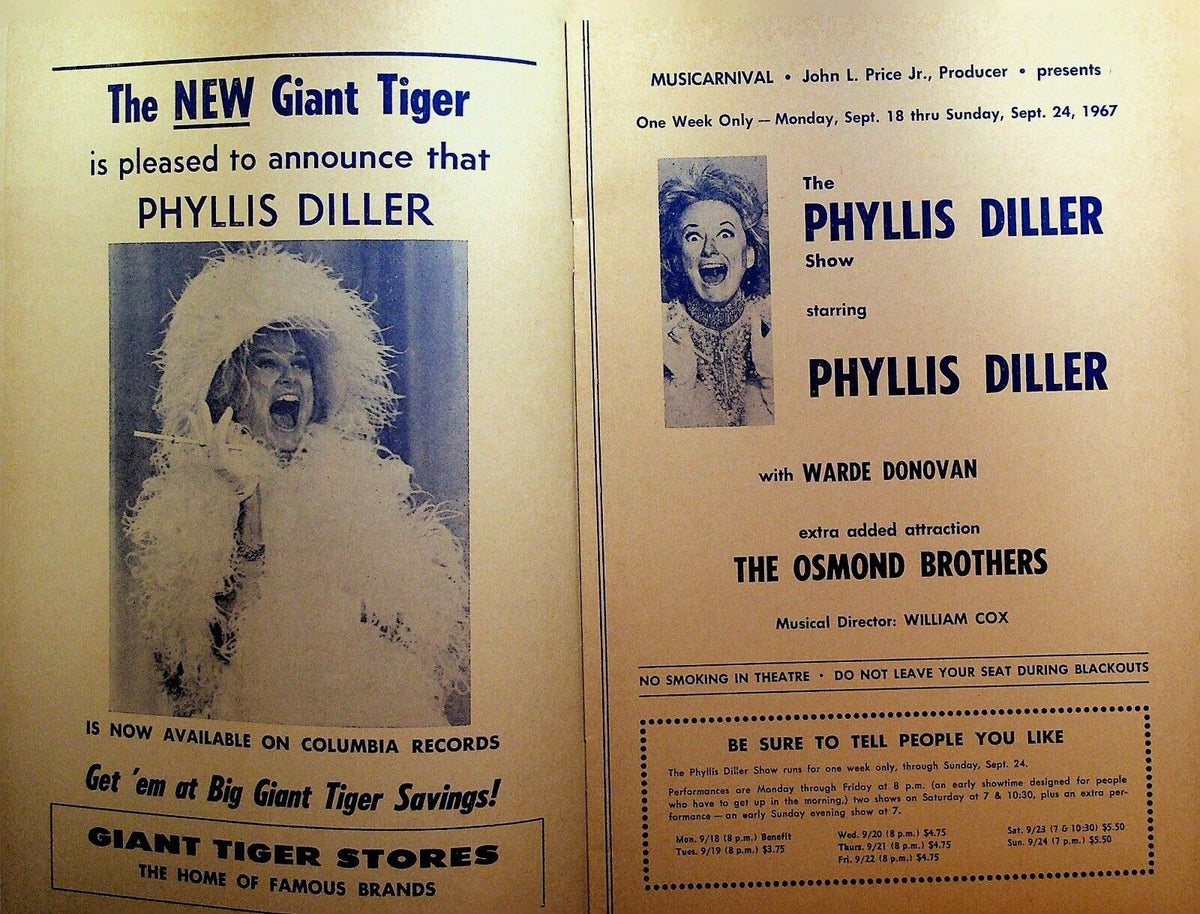 Musicarnival 1967 Program Cleveland Phyllis Diller The Osmonds w Donni ...