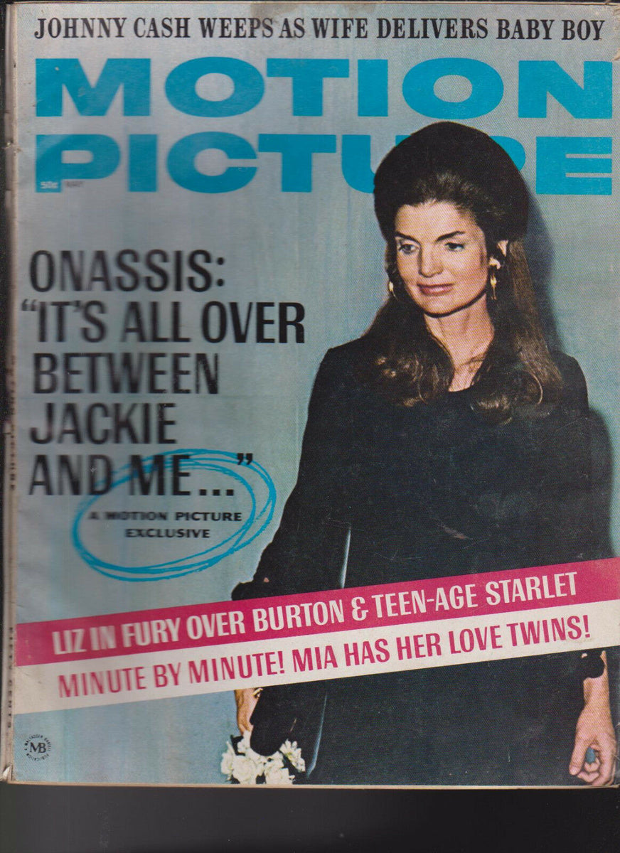 Motion Picture Magazine May 1970 Jackie Kennedy Johnny Cash Mia Farrow ...