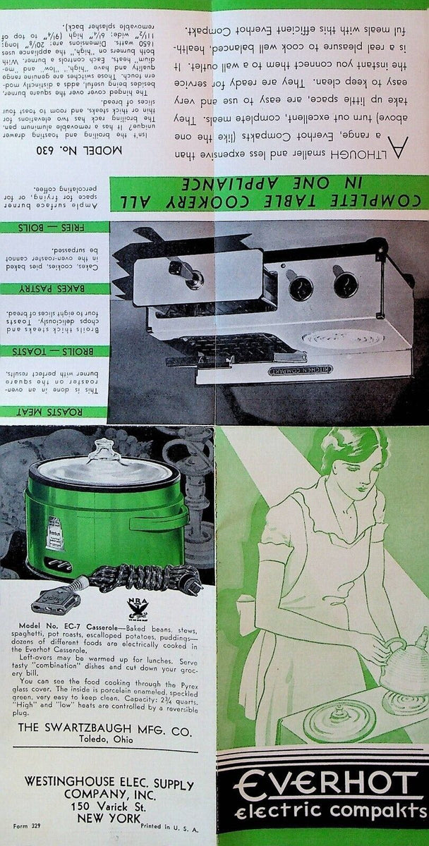 Everhot Electric Compakts Brochure Art Deco Broiler Roaster Casserole ...