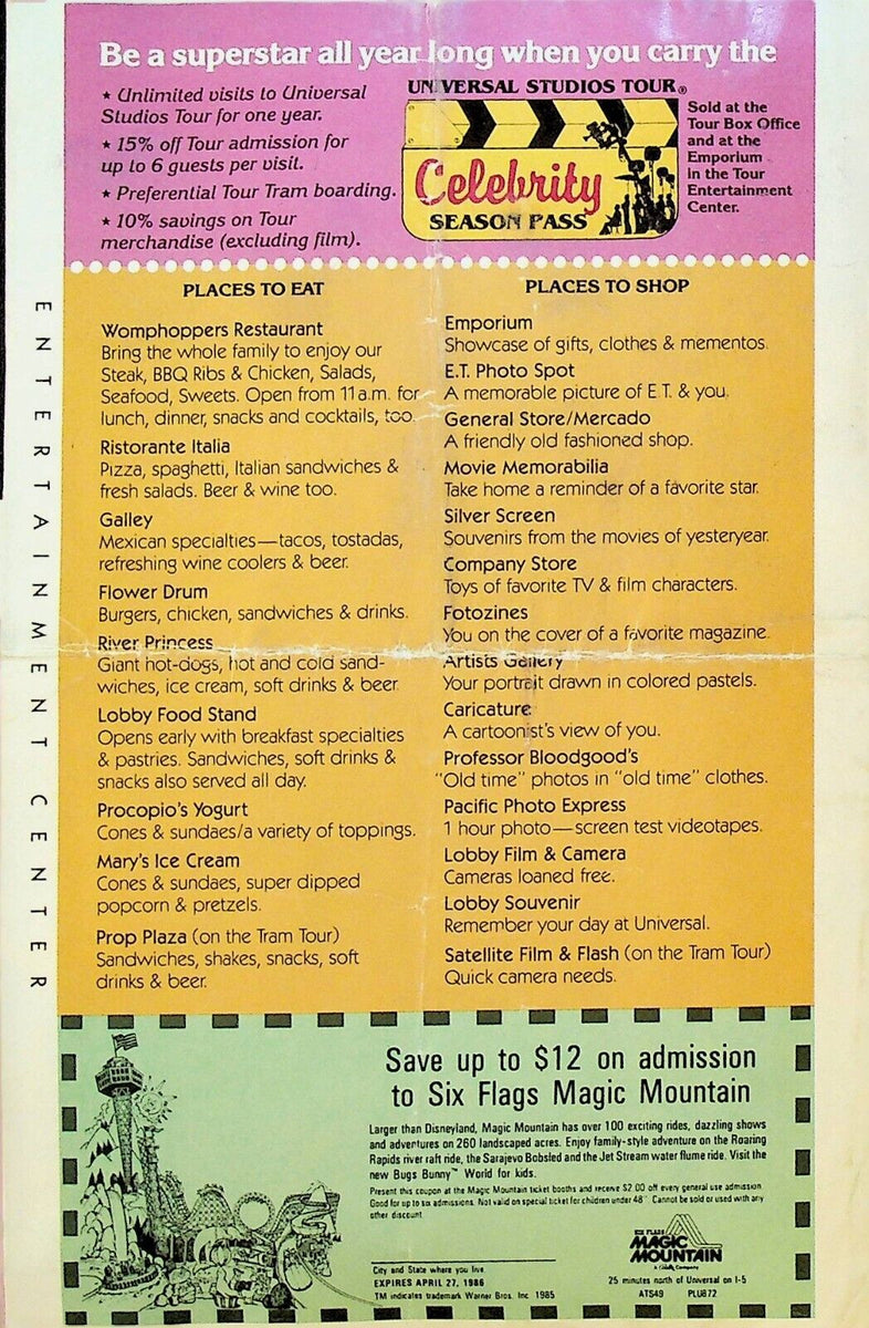 Universal Studios Welcome Behind the Scenes Brochure 1984 A-Team Conan ...