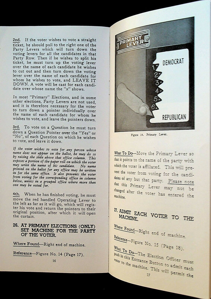 Automatic Voting Machine Instruction Manual 1972 & Penalty Poster ...