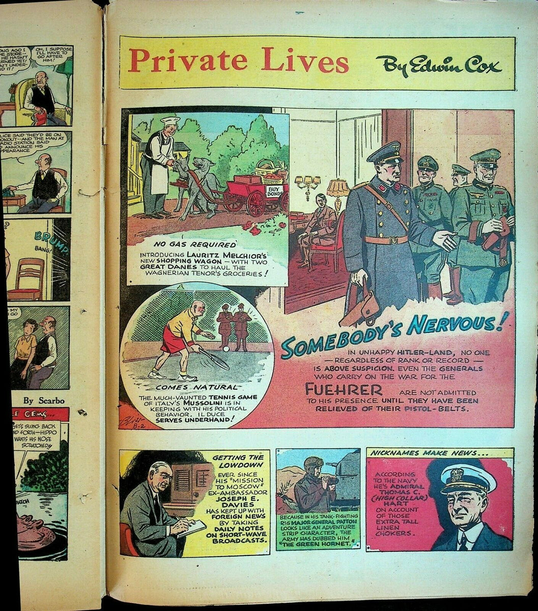 Chicago Sunday Times Comic Section August 2 1942 Superman Tarzan Adolf ...