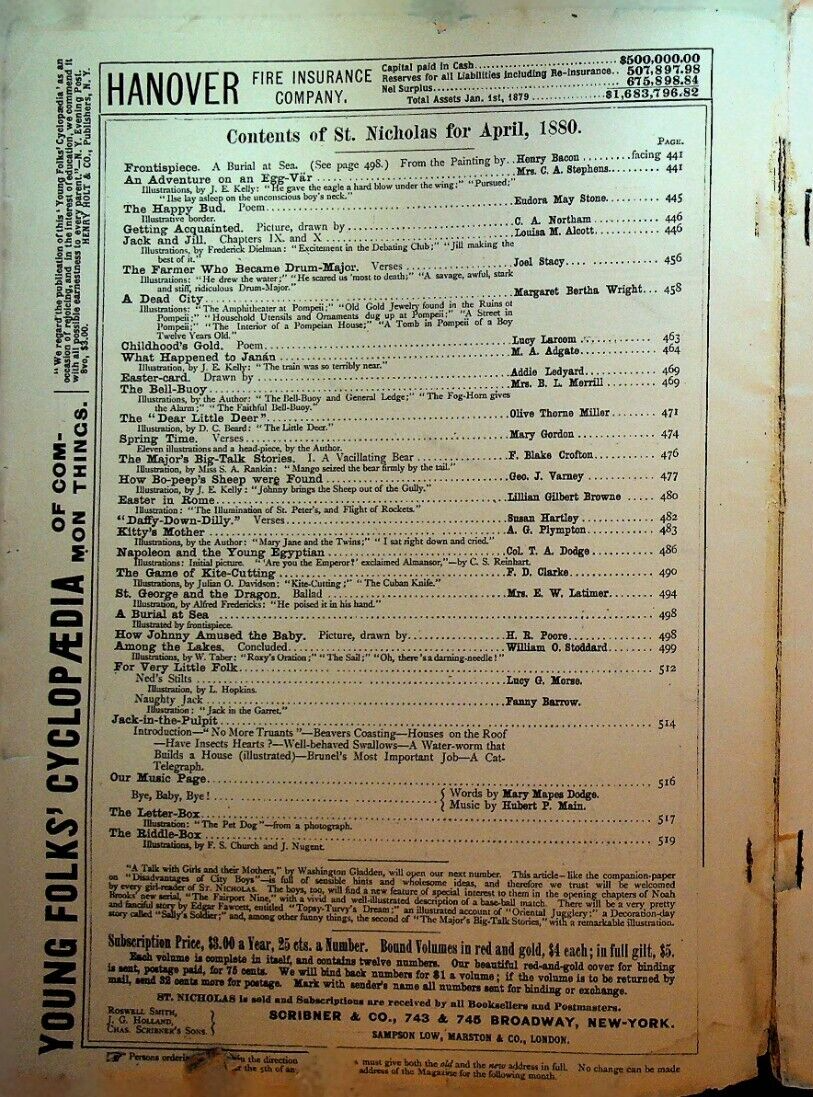 St Nicholas Magazine April 1880 Louisa May Alcott Jack & Jill Serial ...